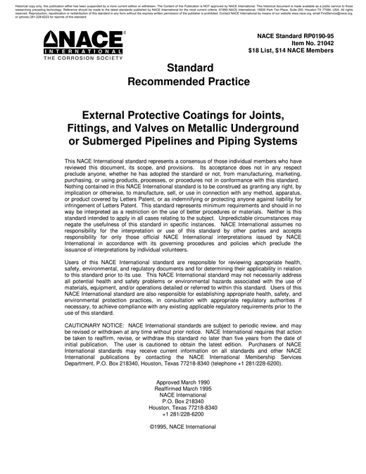 External Protective Coatings for Joints, Fittings, and Valves on Metallic Underground or ...
